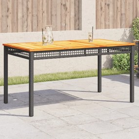 Zahradní stůl černý 140 x 80 x 75 cm polyratan akáciové dřevo - Default Title