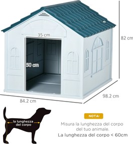PawHut Střední a Velký Psí Kotec max 30kg z Voděodolného PP, Snadná Montáž, 84.2x98.2x82cm, Modrý