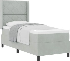 Postel s boxspringem s čelo Světle šedá 80 x 200 cm samet 3342032