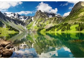 DIMEX | Vliesové fototapety na zeď Jezero MS-5-0062 | 375 x 250 cm| modrá, zelená, šedá, vícebarevná