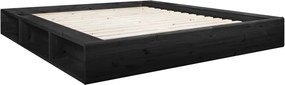 Černá dvoulůžková postel z masivního dřeva s úložným prostorem Karup Design Ziggy, 180 x 200 cm
