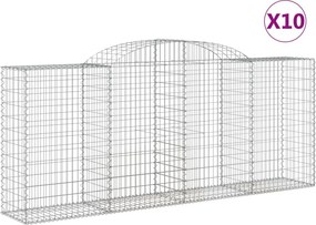Klenuté gabionové koše 10ks 300x50x120/140cm pozinkované železo 3146727