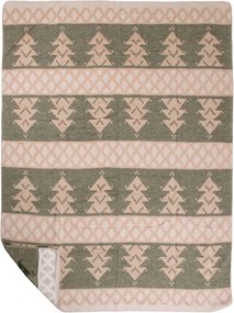 Béžovo-zelený oboustranný pléd se stromky Christmas Tree XL – 150*200*3 cm