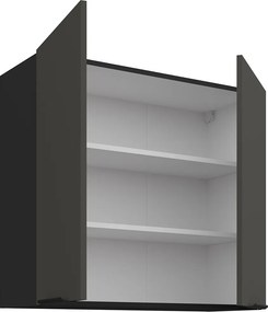 ARIA pe | horní skříňka 80 G-72 2F policová | 80 cm | ANTI FINGERPRINT povrch | černá/šedá grafit