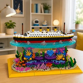 LEAN Toys Stavebnicové kostky – Loď Titanic na korálovém útesu, 3892 dílů