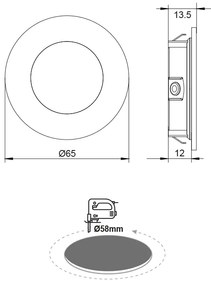 ACA Lighting SMD LED bodovka ARED 2W/230V/3000K/155Lm/IP44/100°, matný nikl