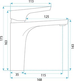 Rea Maxim, nízká umyvadlová baterie h-173, měděná matná, REA-B8937