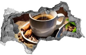 Wallmuralia Nálepka 3D díra samolepící Šálek kávy 95x73 cm