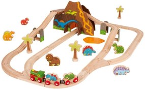 Bigjigs Rail dřevěná dinosauří vláčkodráha - 49 dílů