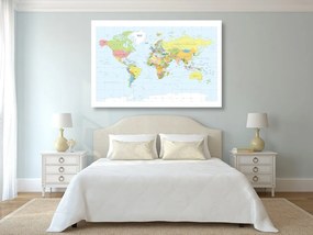 Obraz klasická mapa s bílým okrajem - 60x40 cm