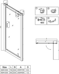 BPS-koupelny Sprchové dveře HYD-ZOCR 80 chrom/transparent pro instalaci do niky - bez vaničky