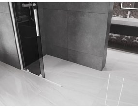 Mexen Velar, sprchová zástěna s posuvnými dveřmi Walk-in 110 x 200 cm, 8mm šedé sklo, bílá matná, 871-110-000-43-20