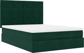 Osmanský rám postele s matracemi tmavě zelená 140x190cm samet 3314321