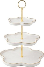 Elegantní keramický 3-patrový etažér ve tvaru květů - Ø 24 cm