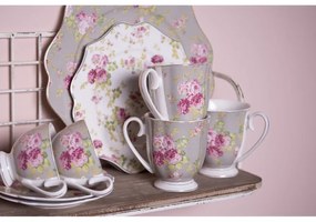 Porcelánový šálek s podšálkem Flowers – 12x8x7 cm