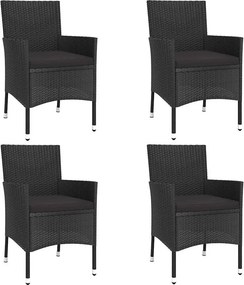 5dílný zahradní bistro set s poduškami černý polyratan 3187417