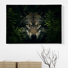 Obraz na plátně - Vlk skrytý mezi větvemi FeelHappy.cz Velikost obrazu: 90 x 60 cm