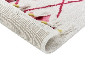 Bavlněný koberec 160 x 230 cm bílý/ růžový CAVUS Beliani