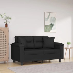 2místná pohovka s polštáři černá 120 cm tkanina z mikrovlákna 3200968