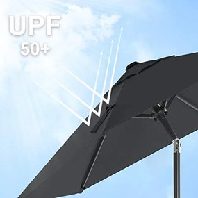 Zahradní slunečník 2,1 m, UPF 50+, sklopný, bez základny, šedý