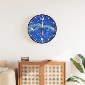 Nástěnné Hodiny Svítící Stupnice A Ukazatele Modré Ø 30 Cm Dub Sonoma