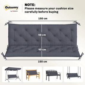 Outsunny zahradní lavice zahradní nábytek hollywoodská houpačka sedák opěradlo polštářek polštářek 150x98x8cm bavlna tmavě šedá pro pohodlí na zahrad…