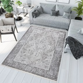 Moderní bílý a šedý designový interiérový koberec se vzorem Šířka: 200 cm | Délka: 300 cm