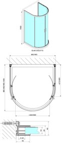 Polysan Polysan, EASY polokruhová sprchová zástěna 900x900mm, čiré sklo, EL4615