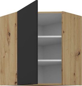 ARIA ac | horní kuchyňská skříňka 60x60 GN-72 1F (45°) rohová s policemi | 60x60 cm | artisan/černá