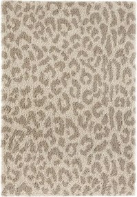 Krémově béžový koberec do obývacího pokoje Shaggy Mint Rugs, vzor s leopardím vzorem 200 x 290 cm
