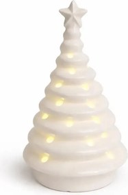 LED svítící dekorace keramický stromeček, 6,2 × 6,2 × 11,2 cm, teple bílá, 2× LR44