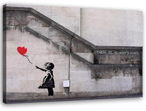 Gario Obraz na plátně Banksy nástěnná malba dívka s balónem Rozměry: 60 x 40 cm
