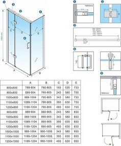 BPS-koupelny Obdélníkový sprchový kout HYD-OK03C 120x90 zlatý kartáčovaný/transparent - bez vaničky