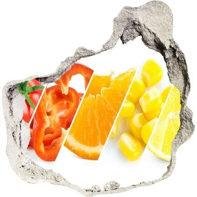 Wallmuralia Nálepka 3D díra samolepící Ovoce a zelenina 75x75 cm