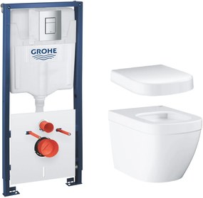 Set záchodová mísa Grohe Euro Ceramic 3932800H, podomítkový WC modul s tlačítkem a těsněním Grohe Solido 39930000, 39331001