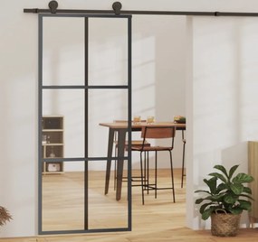 vidaXL Posuvné dveře ESG sklo a hliník 90 x 205 cm černé [151012]