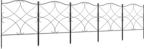 Outsunny Set 5 dekorativních kovových zahradních plotů s ornamenty - 305 x 62 cm černý