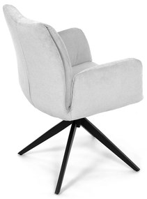 AUTRONIC Židle jídelní, bílá látka, otočný mechanismus 180°, černý kov