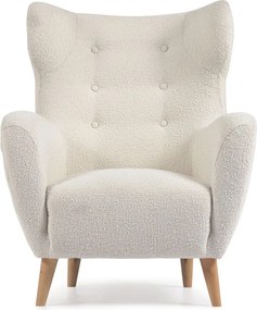 Bílé křeslo z textilie bouclé Patio – Kave Home