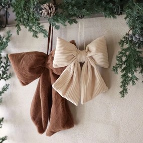 Sada 2ks textilní závěsné mašle Chic – béžová & mocca - 22*26/ 28*36 cm