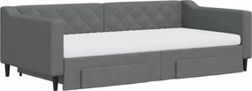 Válenda s přistýlkou a zásuvkami tmavě šedá 100 x 200 cm textil 3197486
