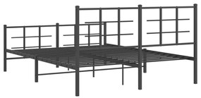 Kovový rám postele s hlavovým a nožním čelem černý 160 x 200 cm - Default Title