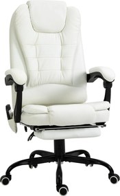 Vinsetto Masážní Kancelářská Židle, Ergonomická Židle s Nastavitelnou Výškou, Sklopným Opěradlem a Ovládáním na Kabel, Sklopnou a 360° Otočnou Podnož…