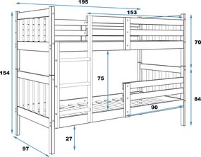 SMB Dětská patrová postel KAPI, 190x90 cm Příplatkové varianty: Bez šuplíku