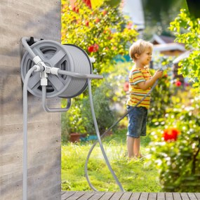 Zavlažovací buben Outsunny s 20m hadicí a 2m vstupem, nastavitelná dvoufázová trysky, nástěnný nebo samostatný