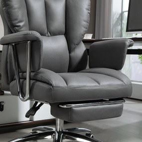 Kancelářská židle HOMCOM s funkcí polohování, ergonomická kancelářská židle, výškově nastavitelná otočná židle s podnožkou, čalouněná, max. nosnost 1…