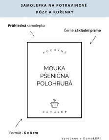 MOUKA PŠENIČNÁ POLOHRUBÁ - omyvatelná samolepka na dózu, výběr rozměrů Ø 5 cm / 5 x 5 cm / 6 x 8 cm | DomaLEP