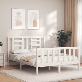 vidaXL Rám postele s čelem 120 x 200 cm masivní dřevo [3192877] Barva: Bílá