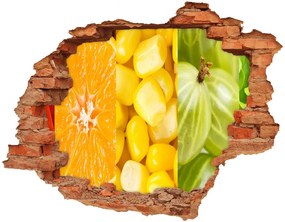 Wallmuralia Nálepka 3D díra samolepící Ovoce a zelenina 90x70 cm
