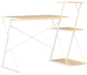 vidaXL Psací stůl s poličkami bílý a dubový odstín 116 x 50 x 93 cm
